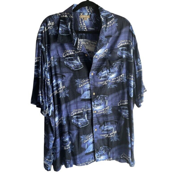 George | Shirts | George X 4648 Blue Classic Car Wave Rider Short ...